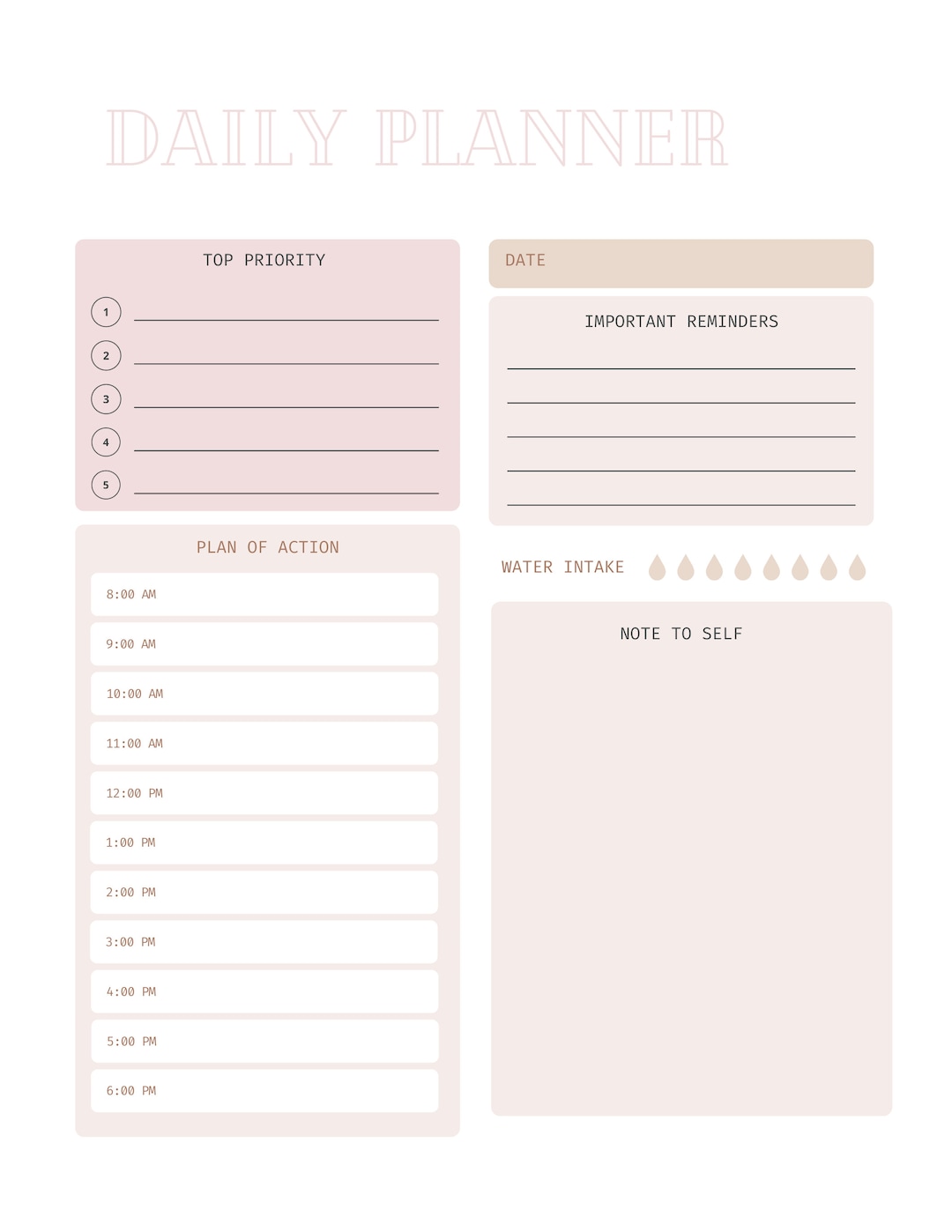 Editable Neutral Daily Planner Print Out - Etsy