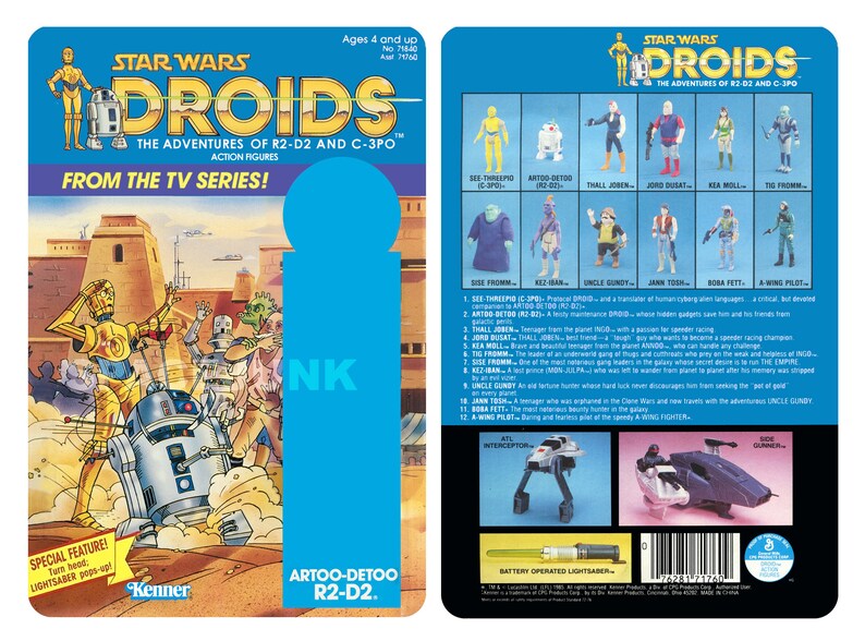 Star Wars DROIDS R2-D2 1985 Repro Cardback - Etsy