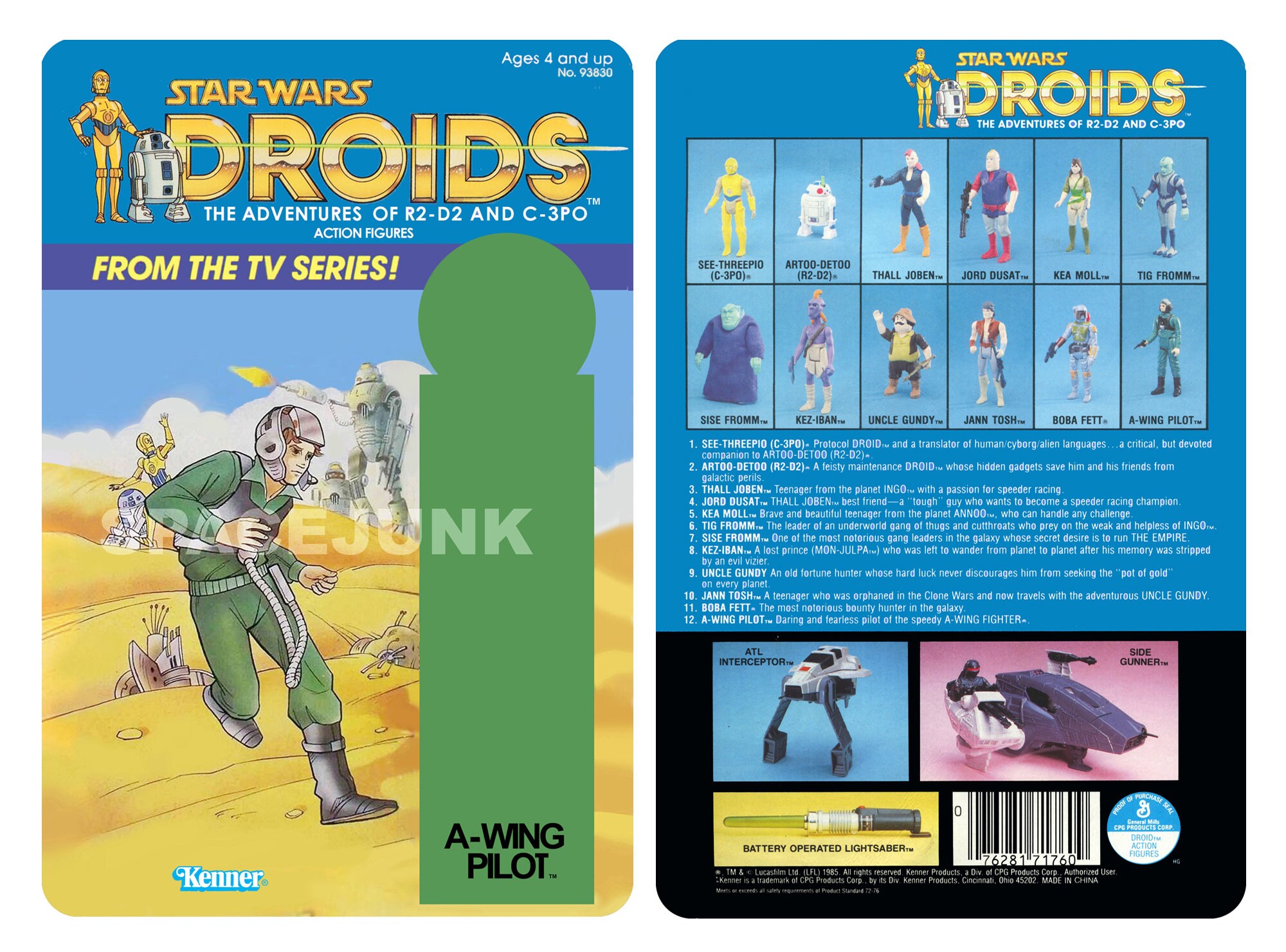 Star Wars DROIDS A-wing Pilot 1985 Repro Cardback - Etsy Singapore