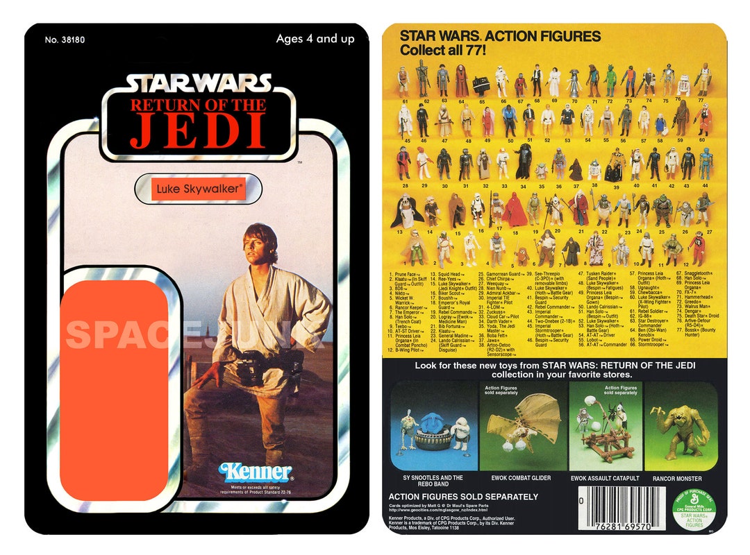 Star Wars ROTJ Luke Skywalker 1983 Repro Cardback - Etsy