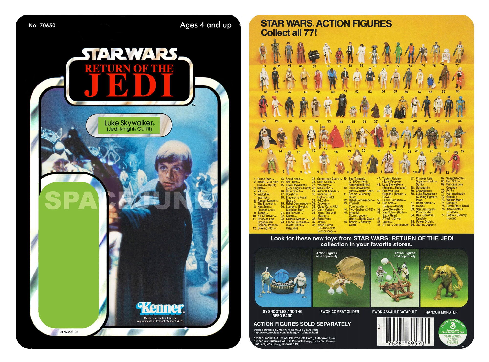 Star Wars ROTJ Luke Skywalker Jedi Knight Outfit 1983 Repro Cardback - Etsy