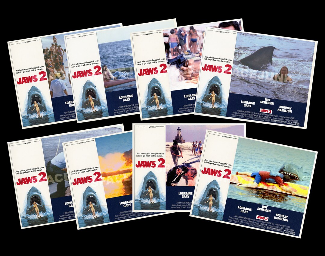 Jaws 2 (1979) U.S. Lobby Card Set (total 8 Cards)(includes 4 Customised ...