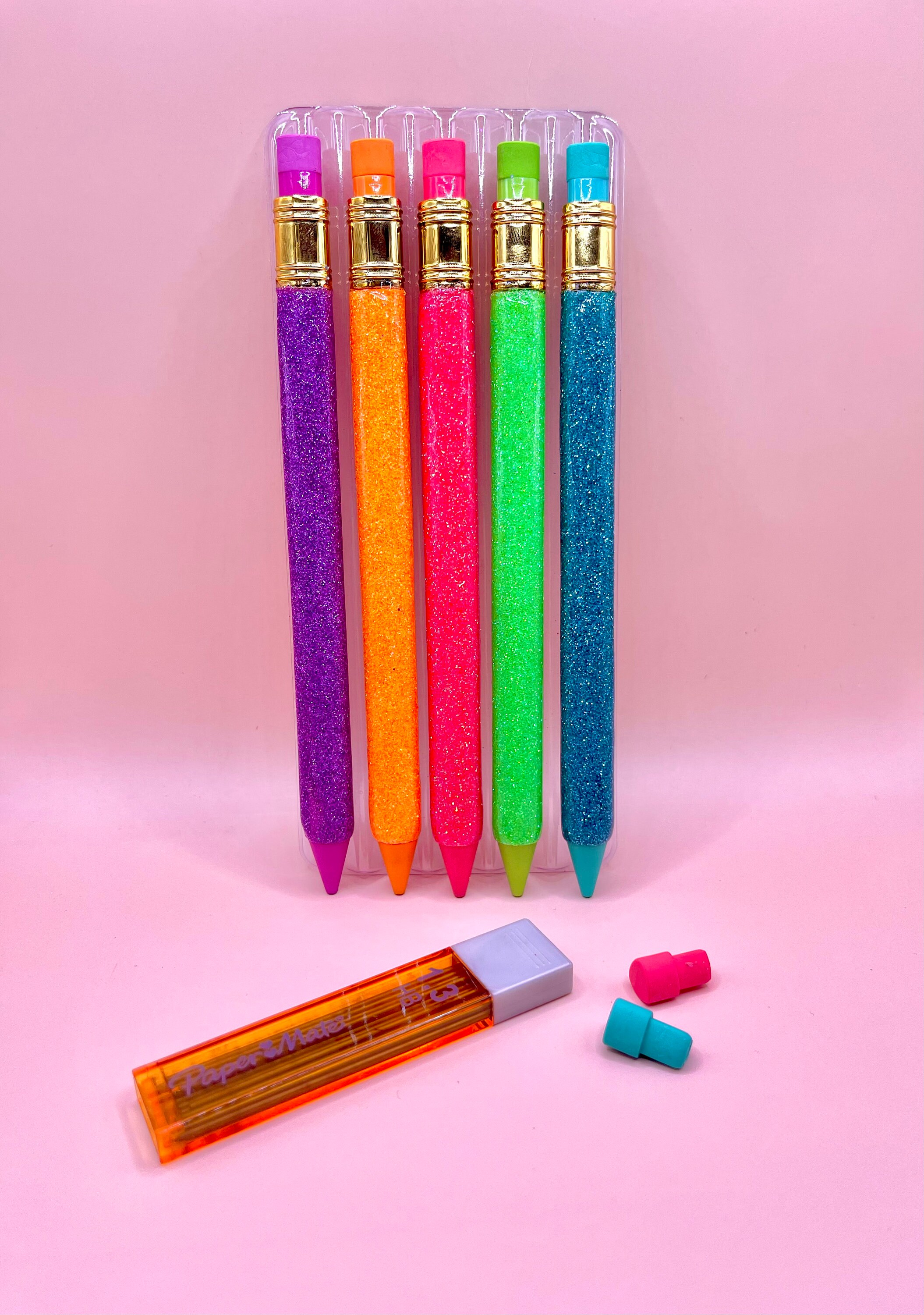 Glitter Mechanical Pencil Set, Glitter Pencils, Multicolored Glitter ...