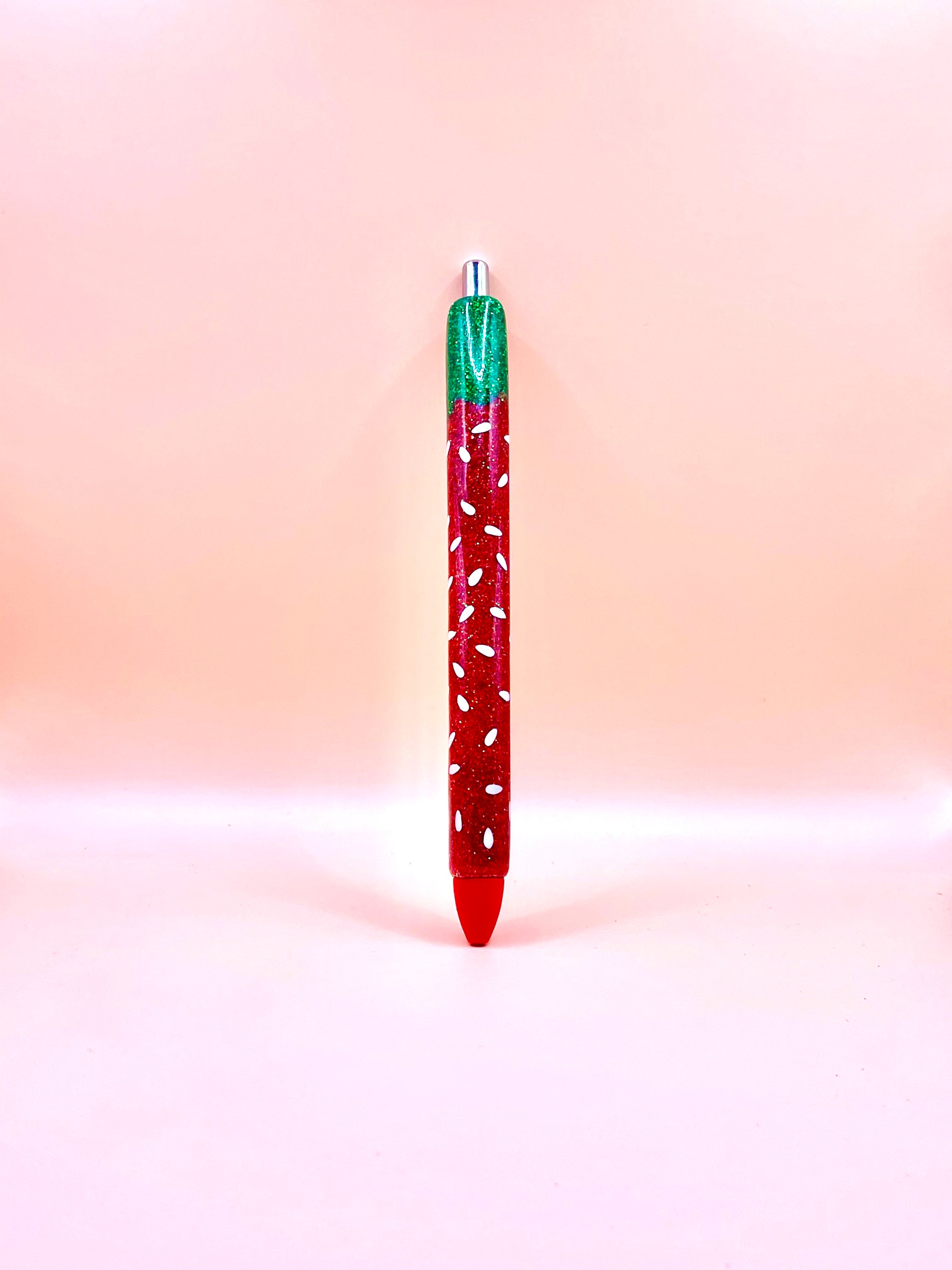 Glitter Strawberry Pen Resin Pen Strawberry Pen - Etsy