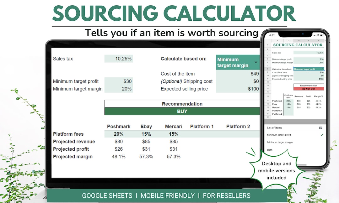 Reseller Sourcing Calculator - for Resellers - Calculate Profit and ...