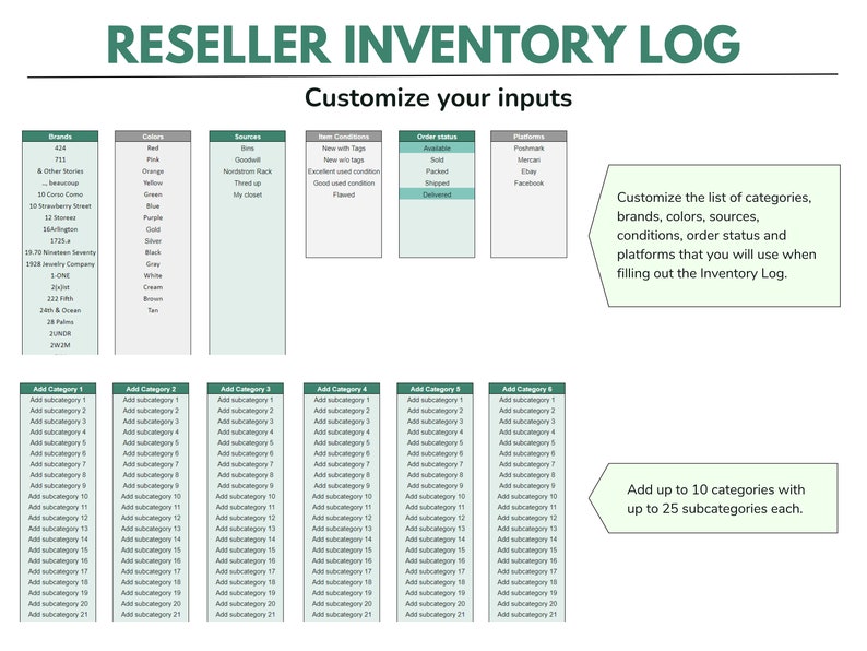 Reseller Inventory Log - Reseller Inventory Spreadsheet - Profit ...