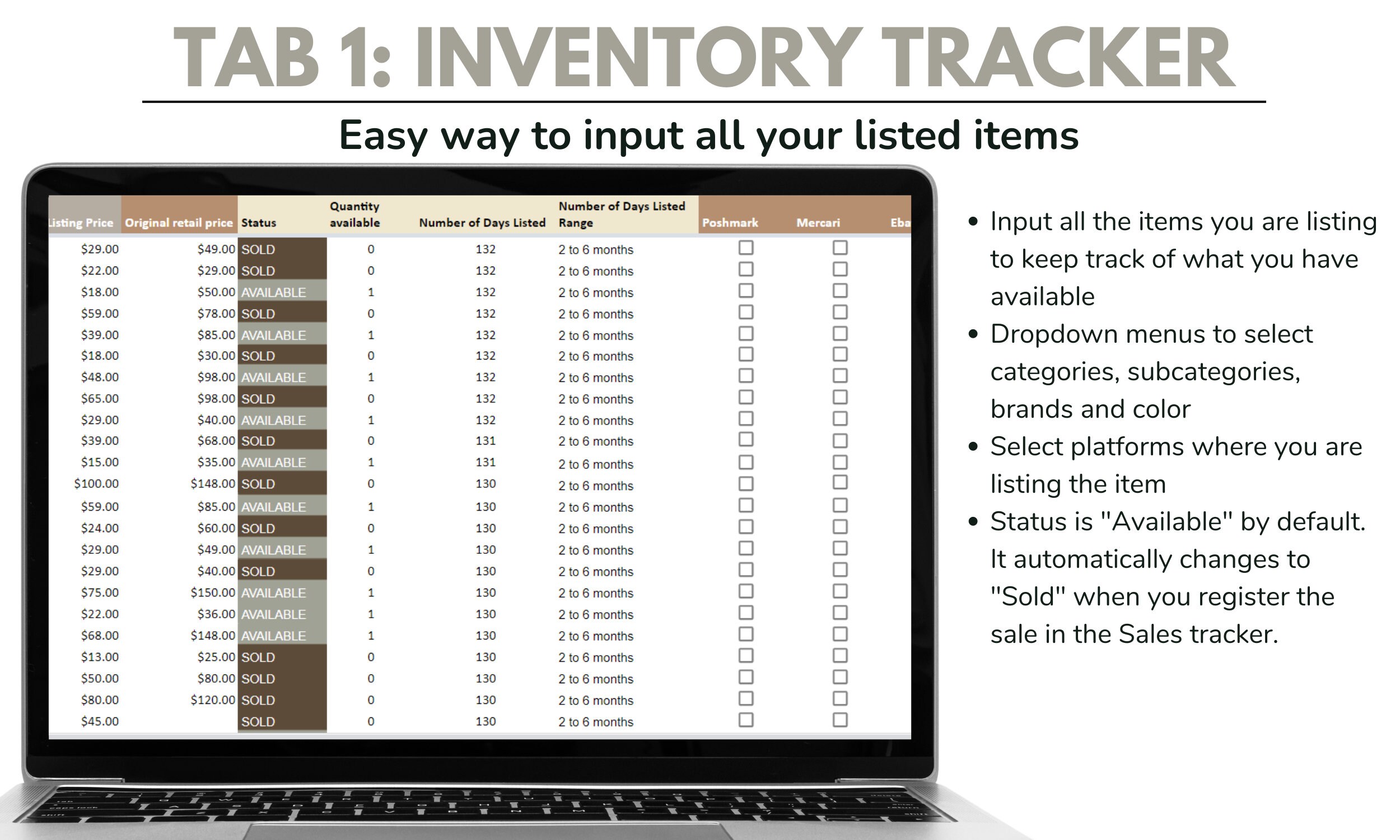 Reseller Spreadsheet Inventory Tracker and Sales Tracker Reseller ...
