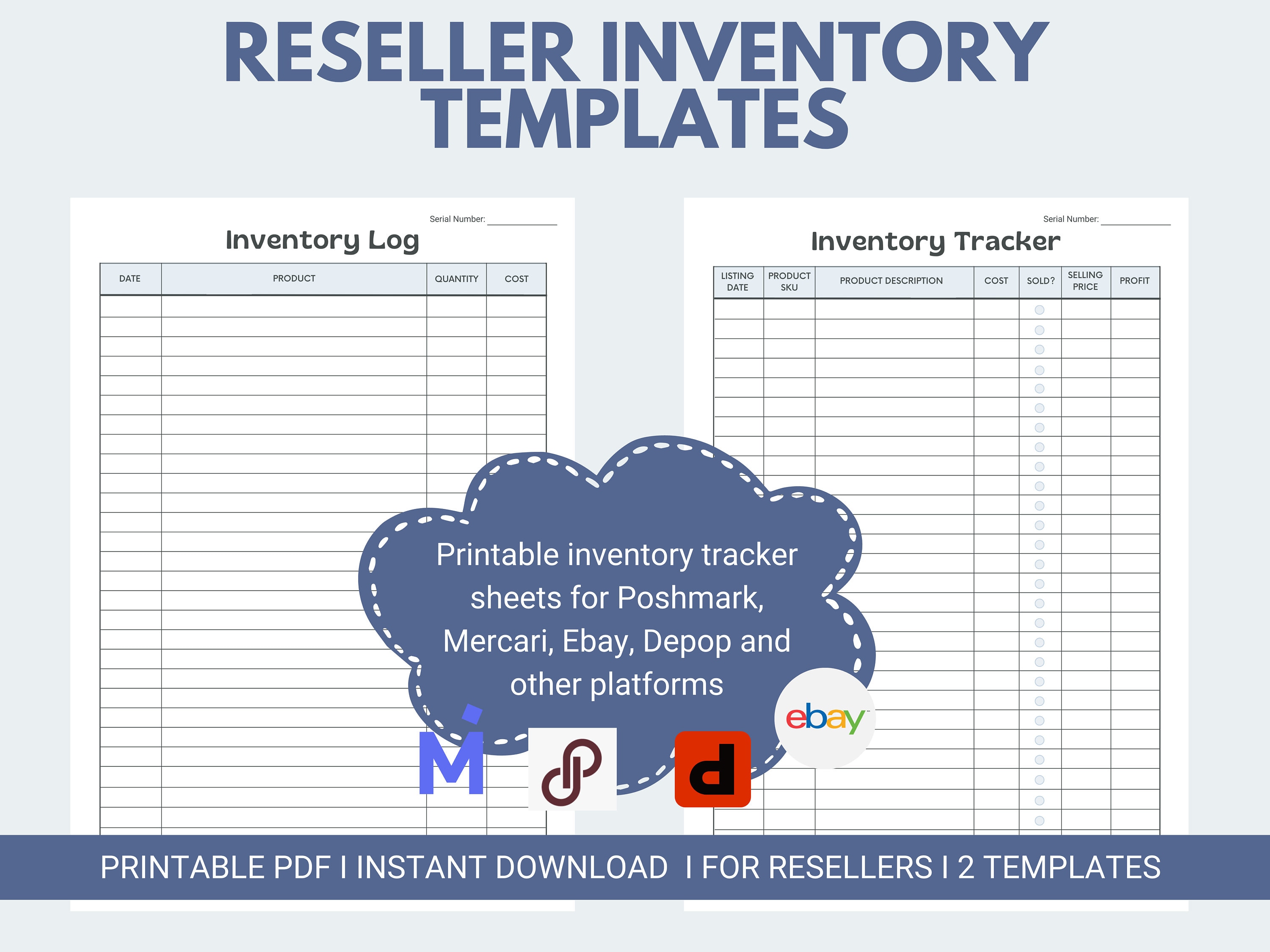 Reseller Inventory Log Template - Printable PDF - Profit Tracker ...