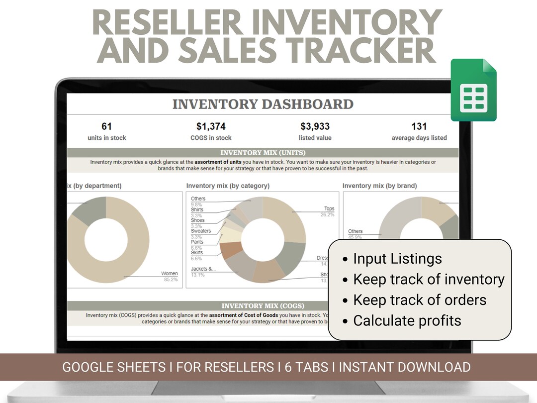 Reseller Spreadsheet Inventory Tracker and Sales Tracker - Reseller ...