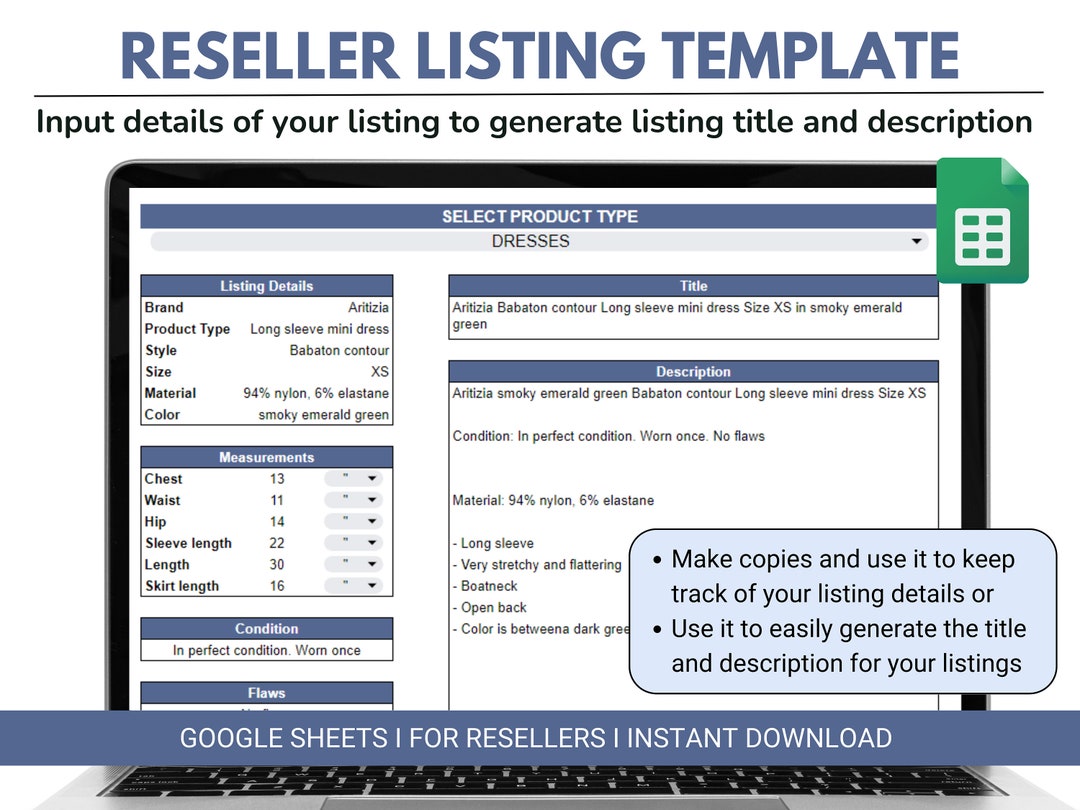 Reseller Listing Template - Poshmark Listing Template - Ebay Listing ...