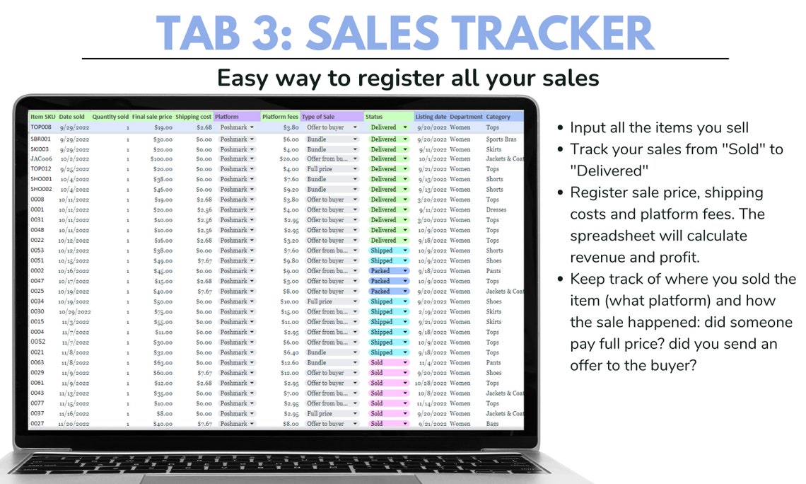 Reseller Inventory and Sales Tracker Reseller Inventory Spreadsheet for ...
