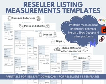 Reseller Listing Template, Measurements Template, Poshmark Mercari Ebay ...