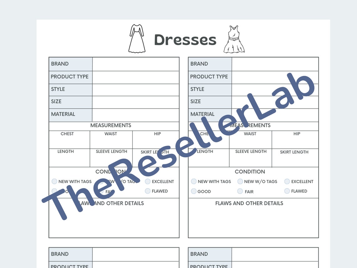 Reseller Listing Template, Measurements Template, Poshmark Mercari Ebay ...