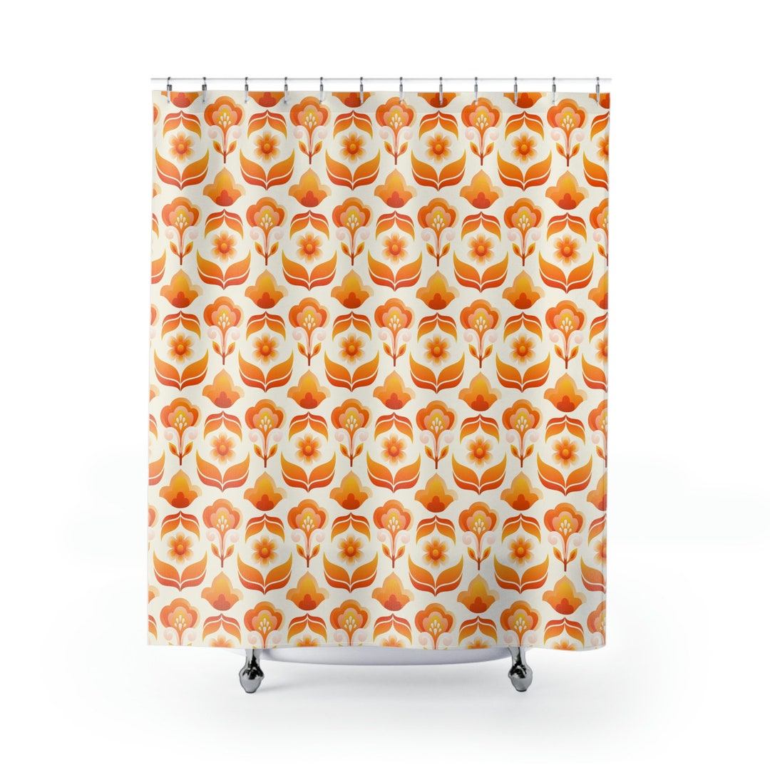 Retro Shower Curtain, 70's Inspired, Bathroom Decor - Etsy