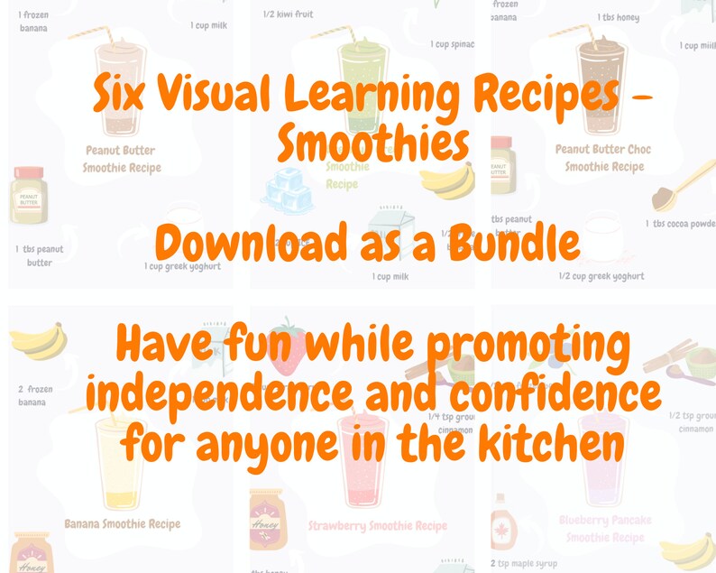 Montessori SIX BUNDLE SET for Visual Learning - Smoothie Recipe Set A ...