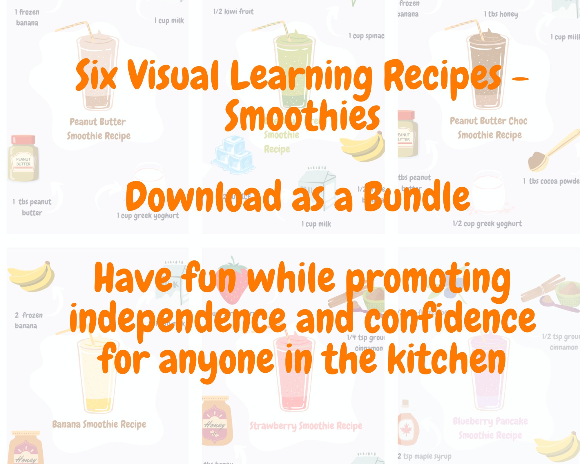 Montessori SIX BUNDLE SET for Visual Learning - Smoothie Recipe Set A ...