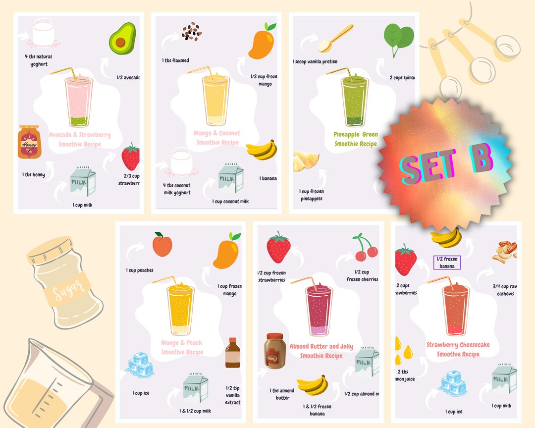 Montessori SIX BUNDLE SET for Visual Learning - Smoothie Recipe Set B ...