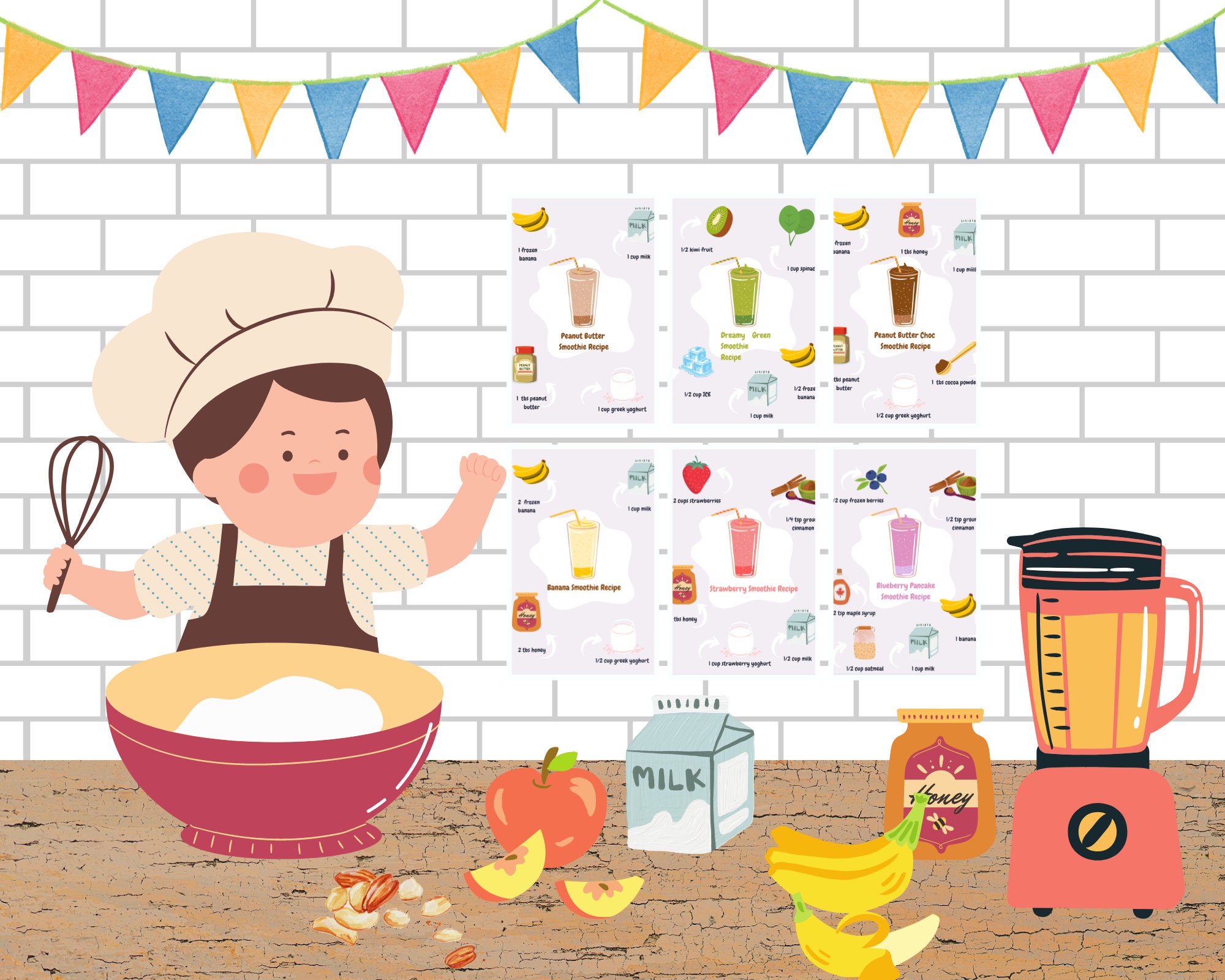 Montessori SIX BUNDLE SET for Visual Learning - Smoothie Recipe Set A ...