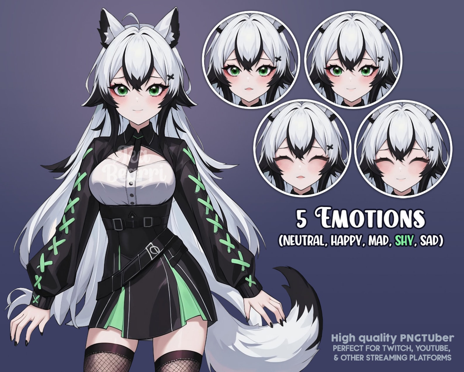 Pngtuber Goth Neko • Premade Twitch Stream Png Tuber, Vtuber, 2D Asset ...