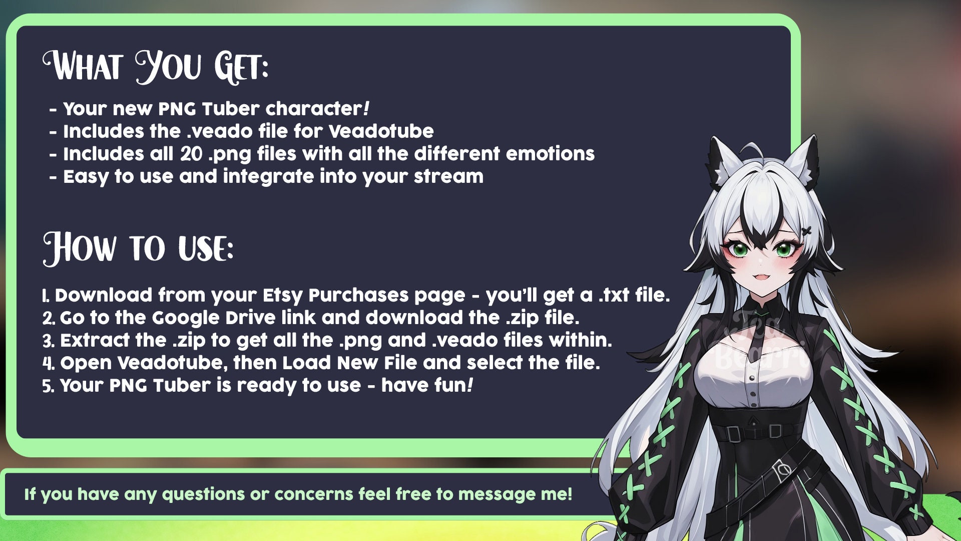 Pngtuber Goth Neko • Premade Twitch Stream Png Tuber, Vtuber, 2D Asset ...