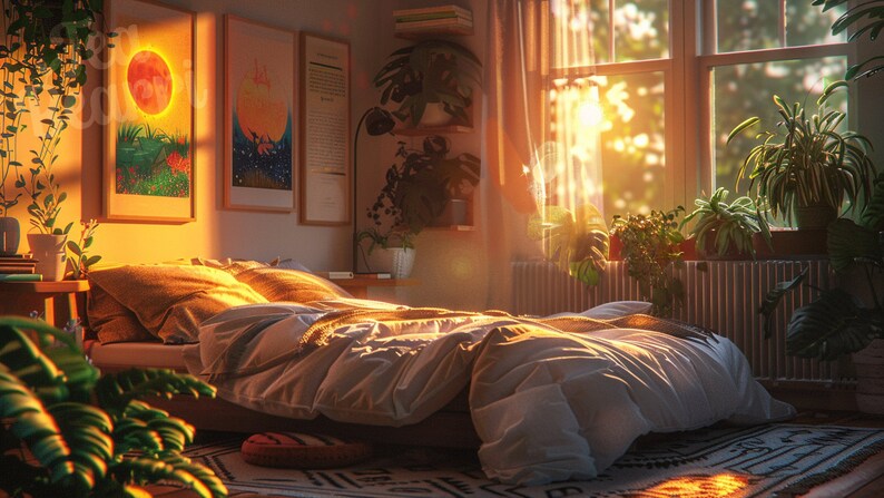 Sunset Rooms • Twitch & Zoom Backgrounds - Aesthetic Bedrooms, Cozy ...