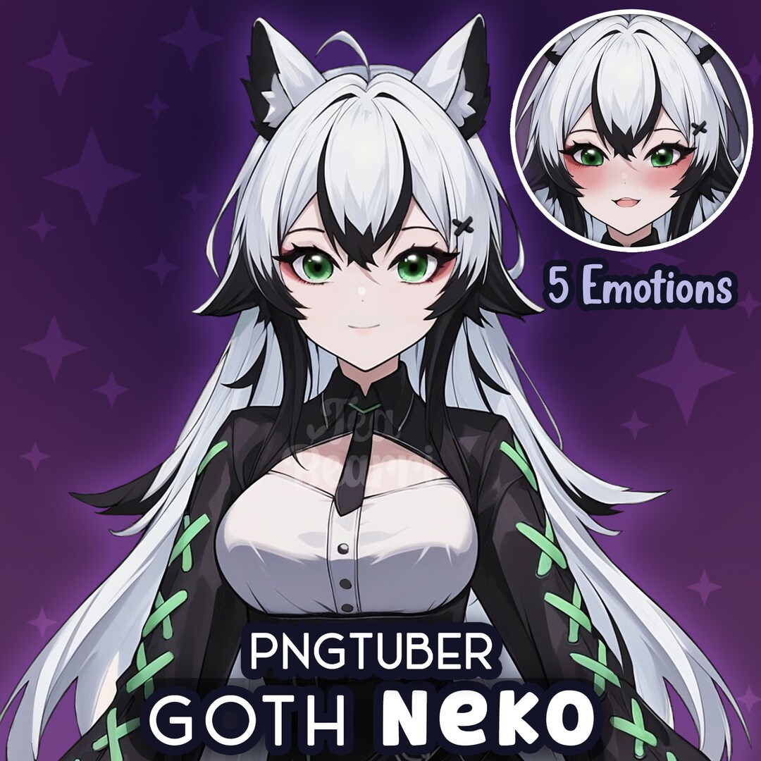 Pngtuber Goth Neko • Premade Twitch Stream Png Tuber, Vtuber, 2D Asset ...
