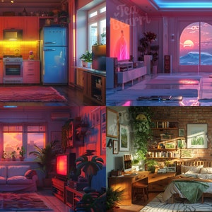 Sunset Rooms • Twitch & Zoom Backgrounds - Aesthetic Bedrooms, Cozy ...