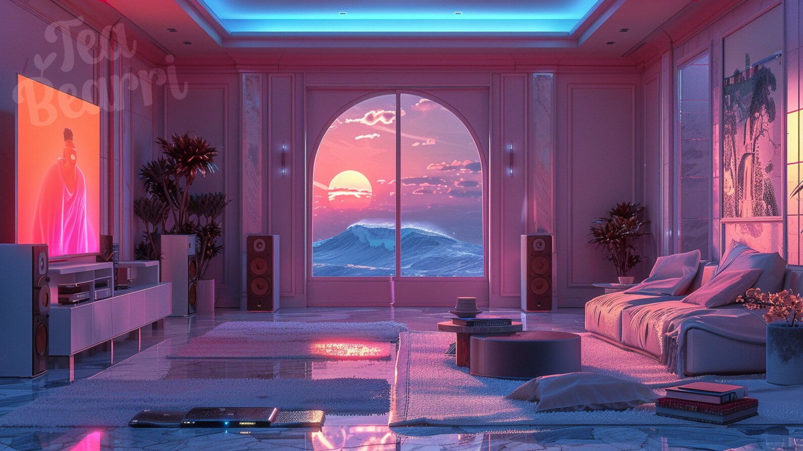 Sunset Rooms • Twitch & Zoom Backgrounds - Aesthetic Bedrooms, Cozy ...