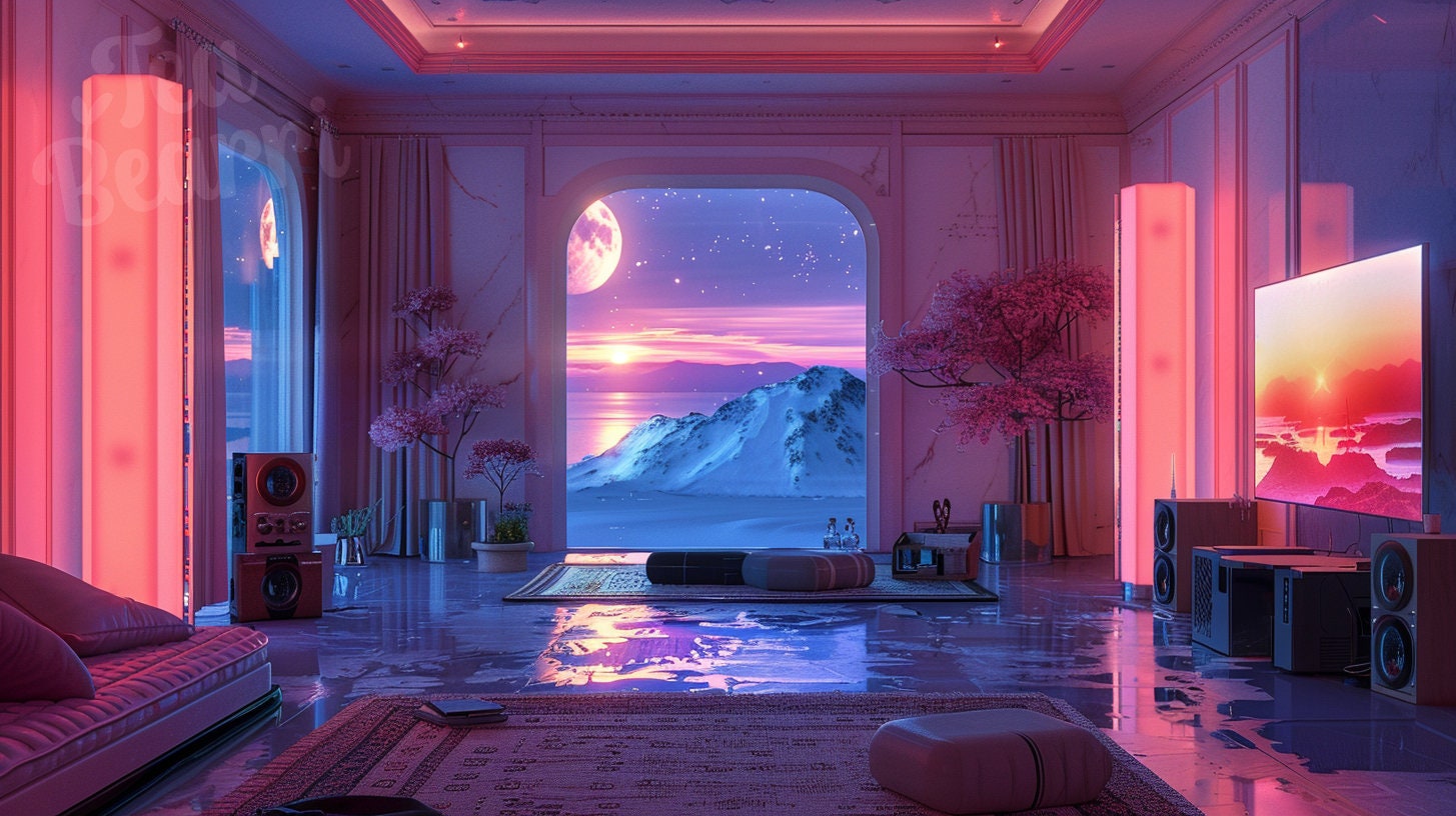 Lofi Rooms • Twitch & Zoom Backgrounds of Aesthetic Synthwave Sunset ...