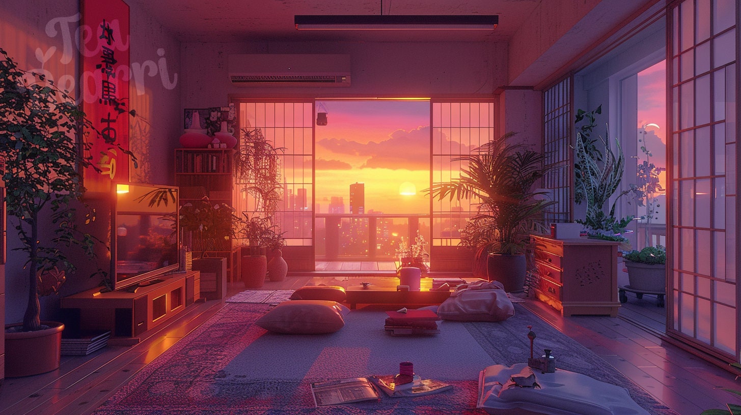 Sunset Rooms • Twitch & Zoom Backgrounds - Aesthetic Bedrooms, Cozy ...