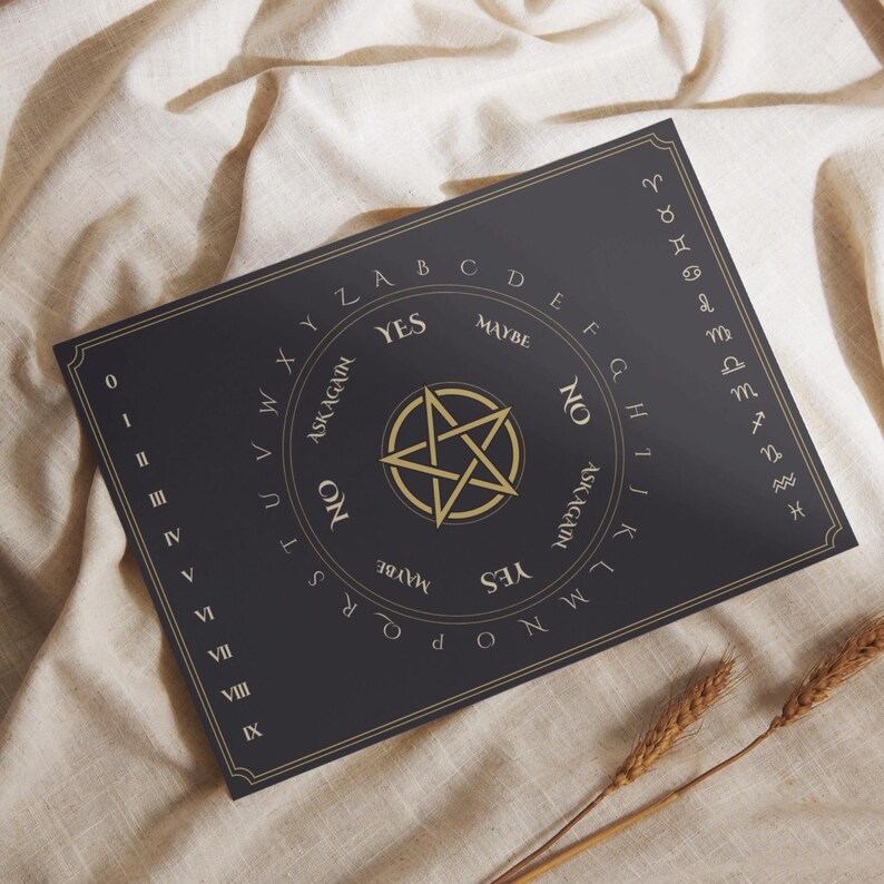 Black Printable Pendulum Board – Alphabet, Numbers, Zodiac Symbols ...