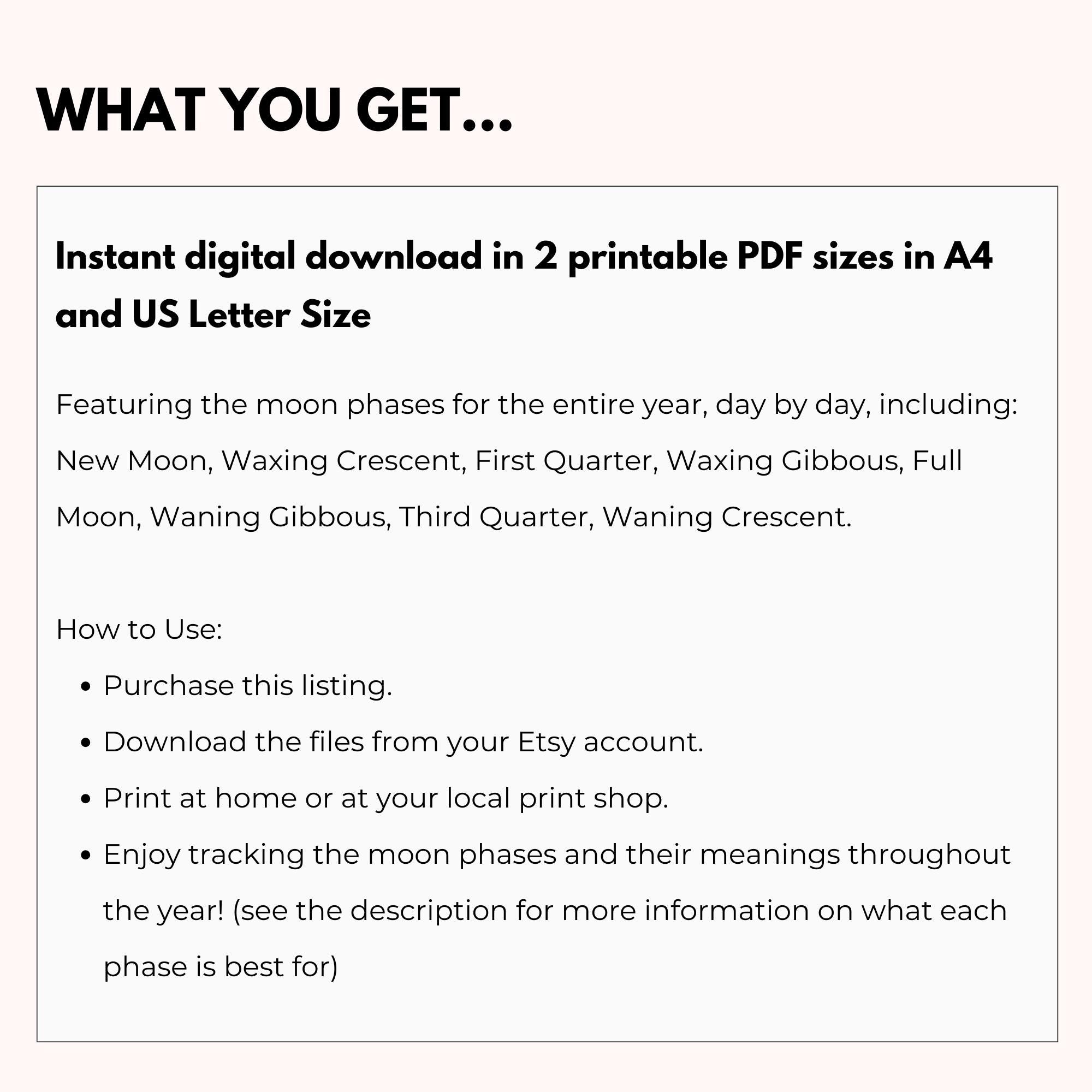 2025 Lunar Calendar - Northern Hemisphere | A4 & US Letter Size ...