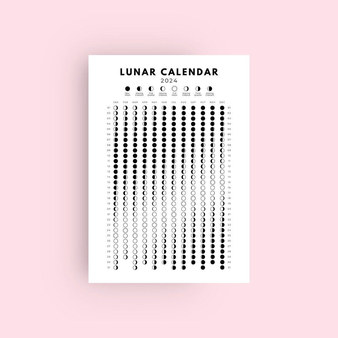 2024 Lunar Calendar Northern Hemisphere A4 & US Letter Size Printable ...