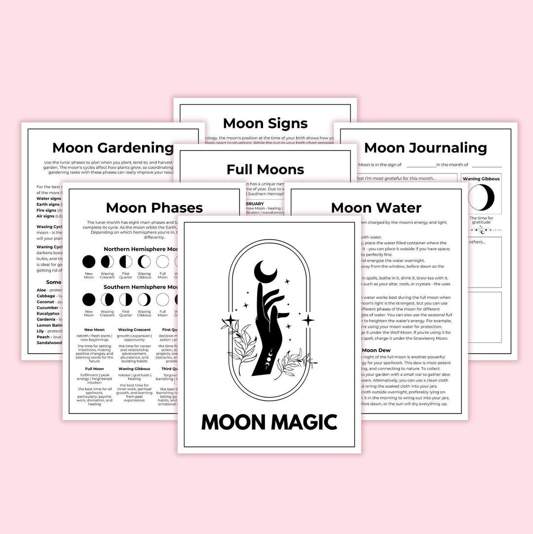 The Basics of Moon Magic 18 Pages | Grimoire & Book of Shadows Inserts ...