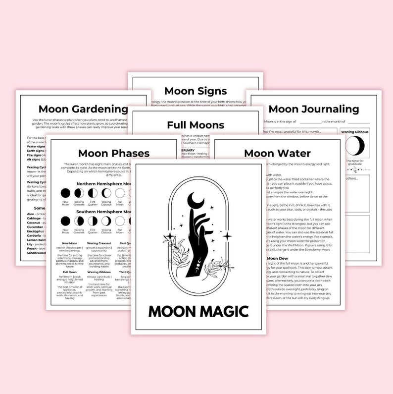 The Basics of Moon Magic 18 Pages | Grimoire & Book of Shadows Inserts ...