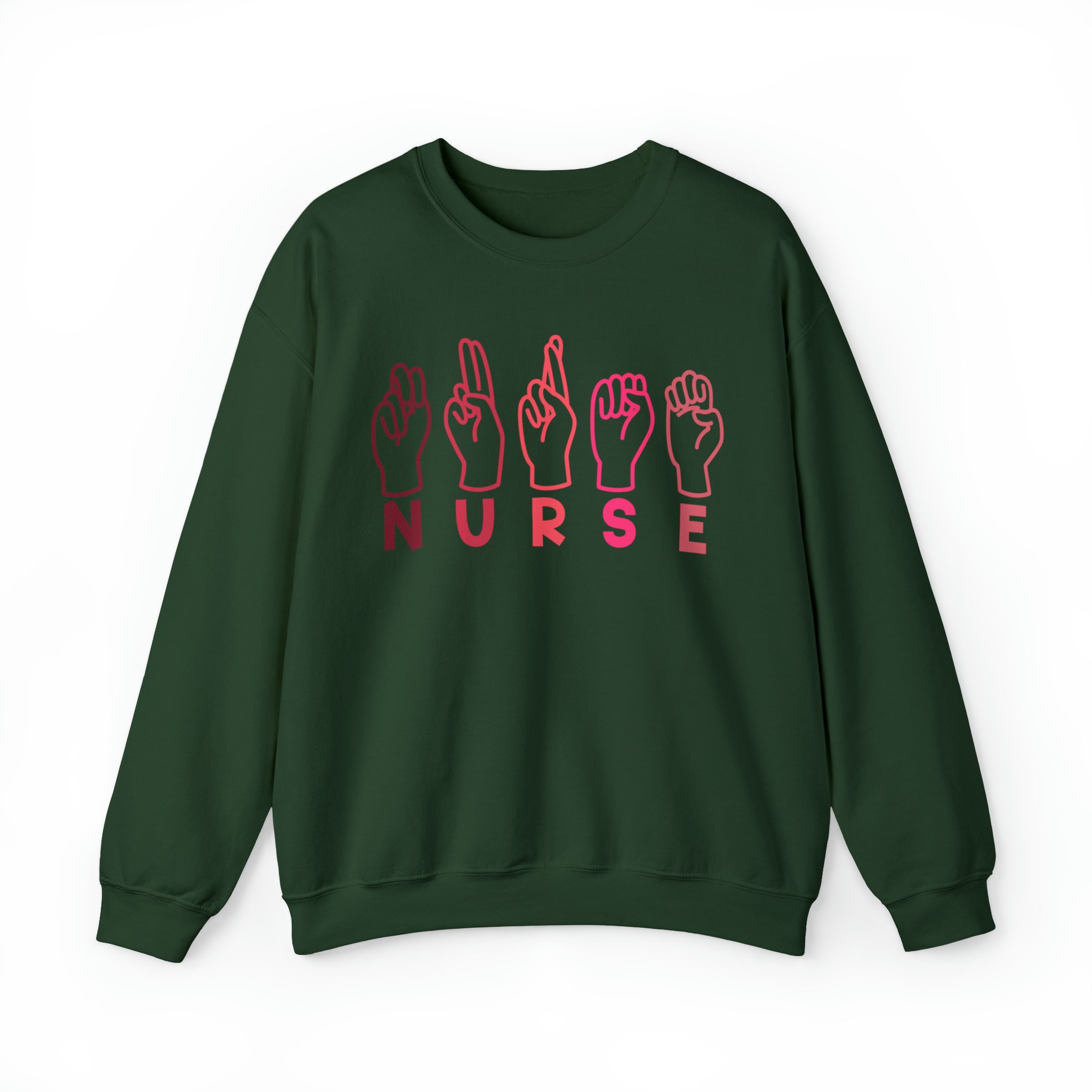 Nurse ASL Crewneck Sweatshirt Unisex Heavy Blend™ Sign Language Hand ...