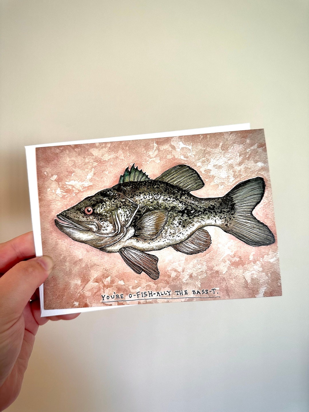 Fishy Greeting Card With Watercolor Art Prints, Bass and Walleye Puns ...