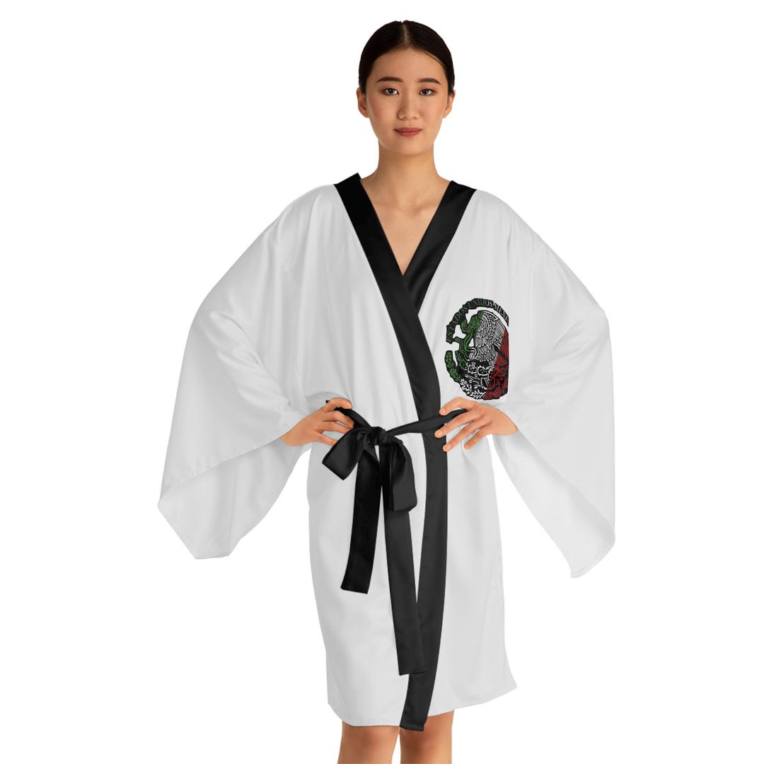 Mexican Flag Skull Kimono Robe | Long Sleeve Kimono - Etsy