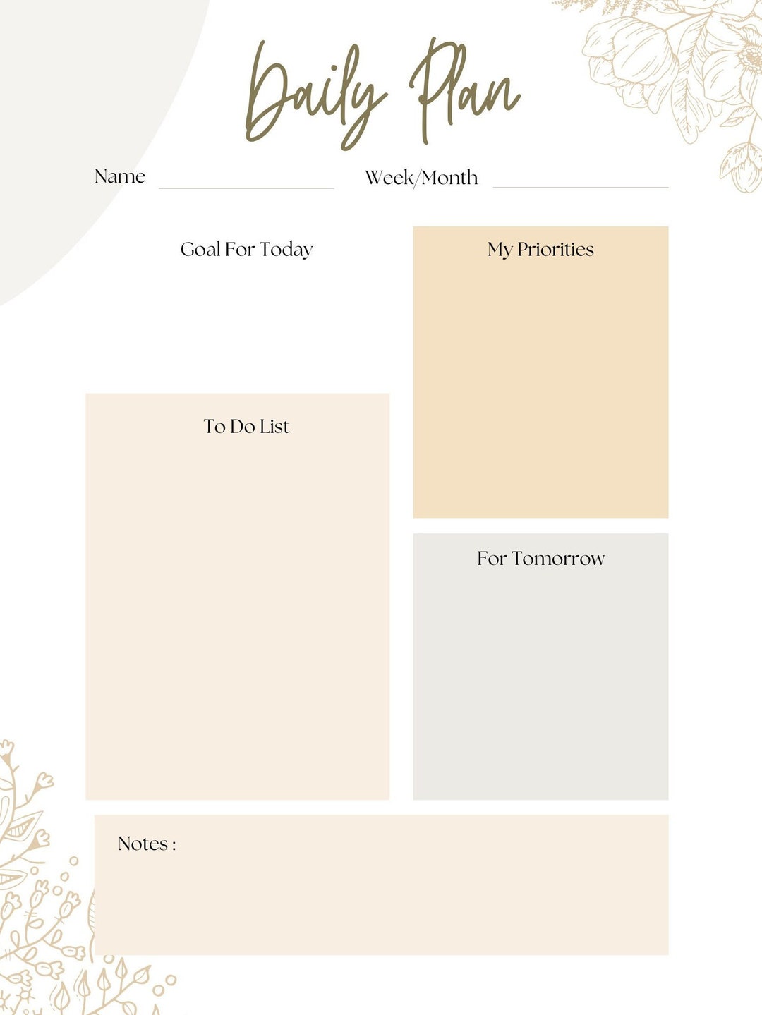 Daily Plan Printable, Personal Daily Planner, Daily Planner - Etsy