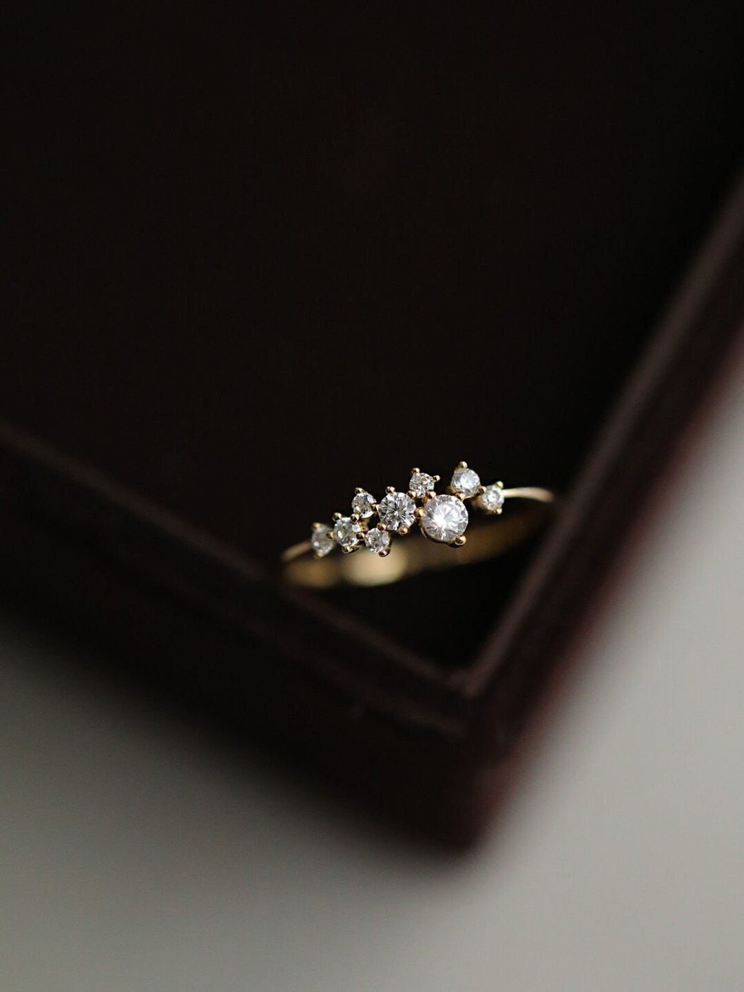 Dainty Starlight Ring, Gold Minimalist Ring, Stacking Ring, Tiny CZ ...
