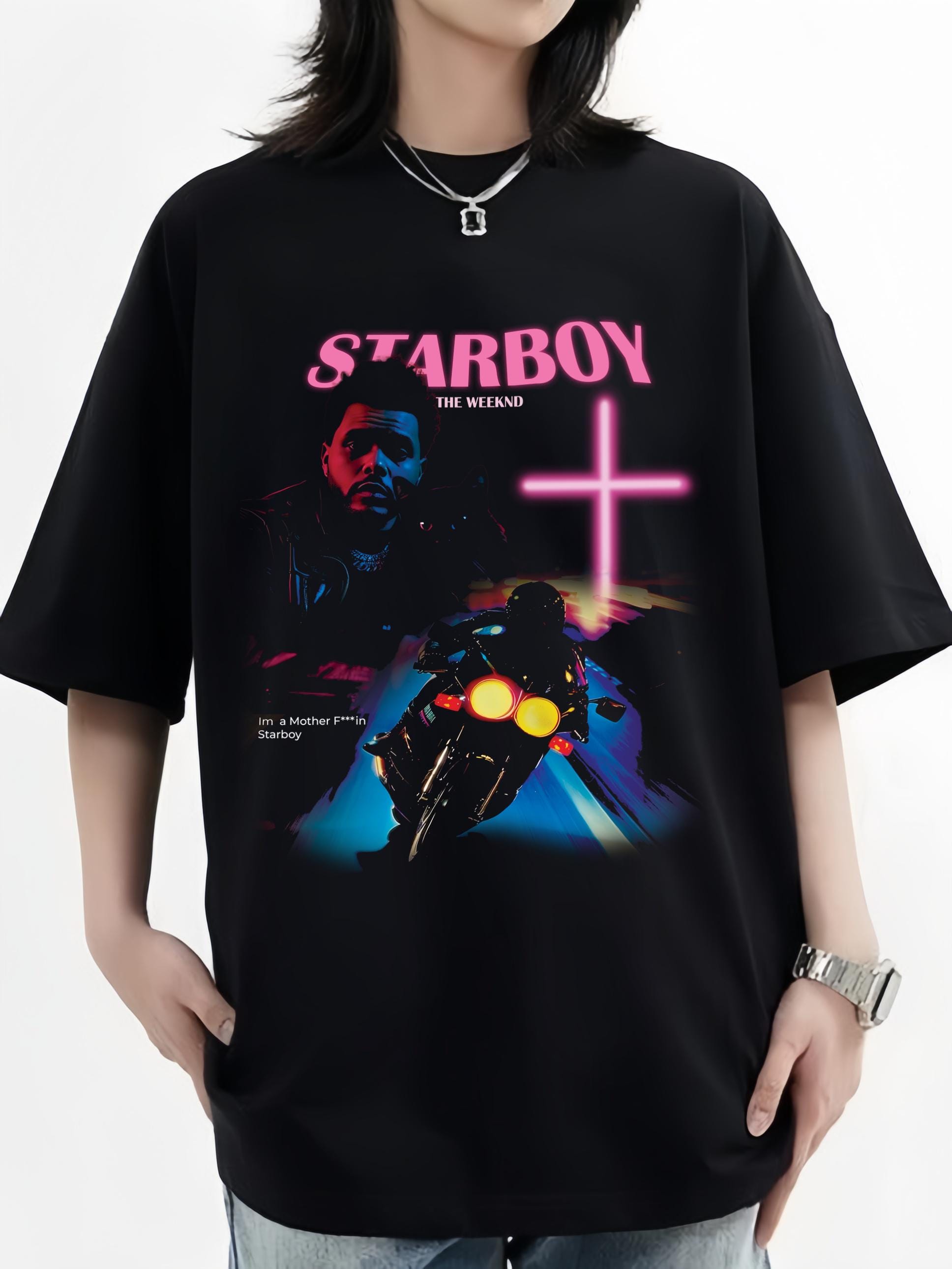 STARBOY |the Weeknd Streetwear Graphic Tee | Oversized Black T-shirt ...