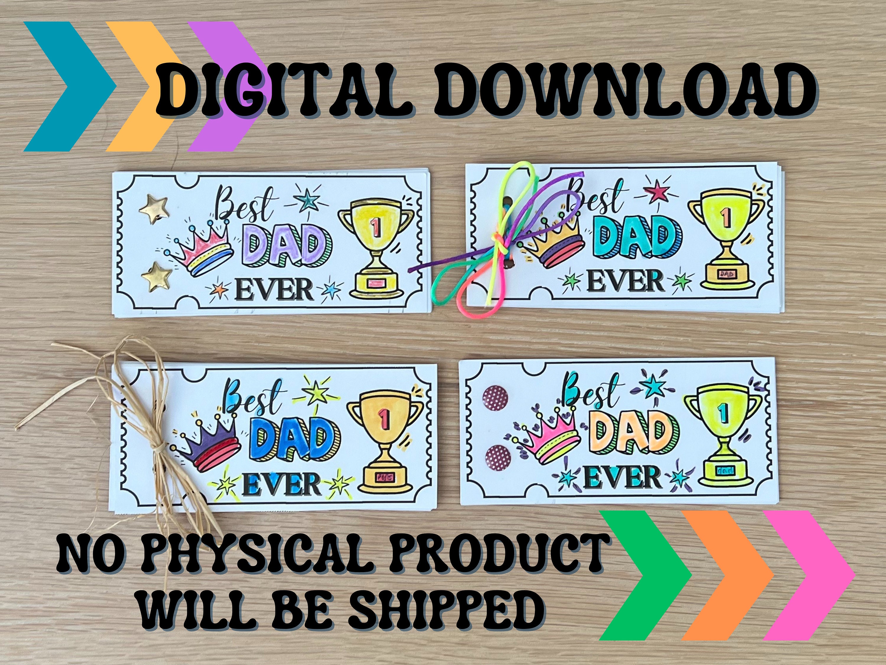 Fathers Day Coloring Coupon Booklet Digital Dad Voucher Printable ...