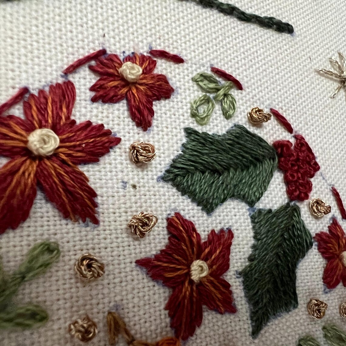 Christmas Ornament Embroidery Pattern: Holly, Poinsettia, Stars (PDF ...