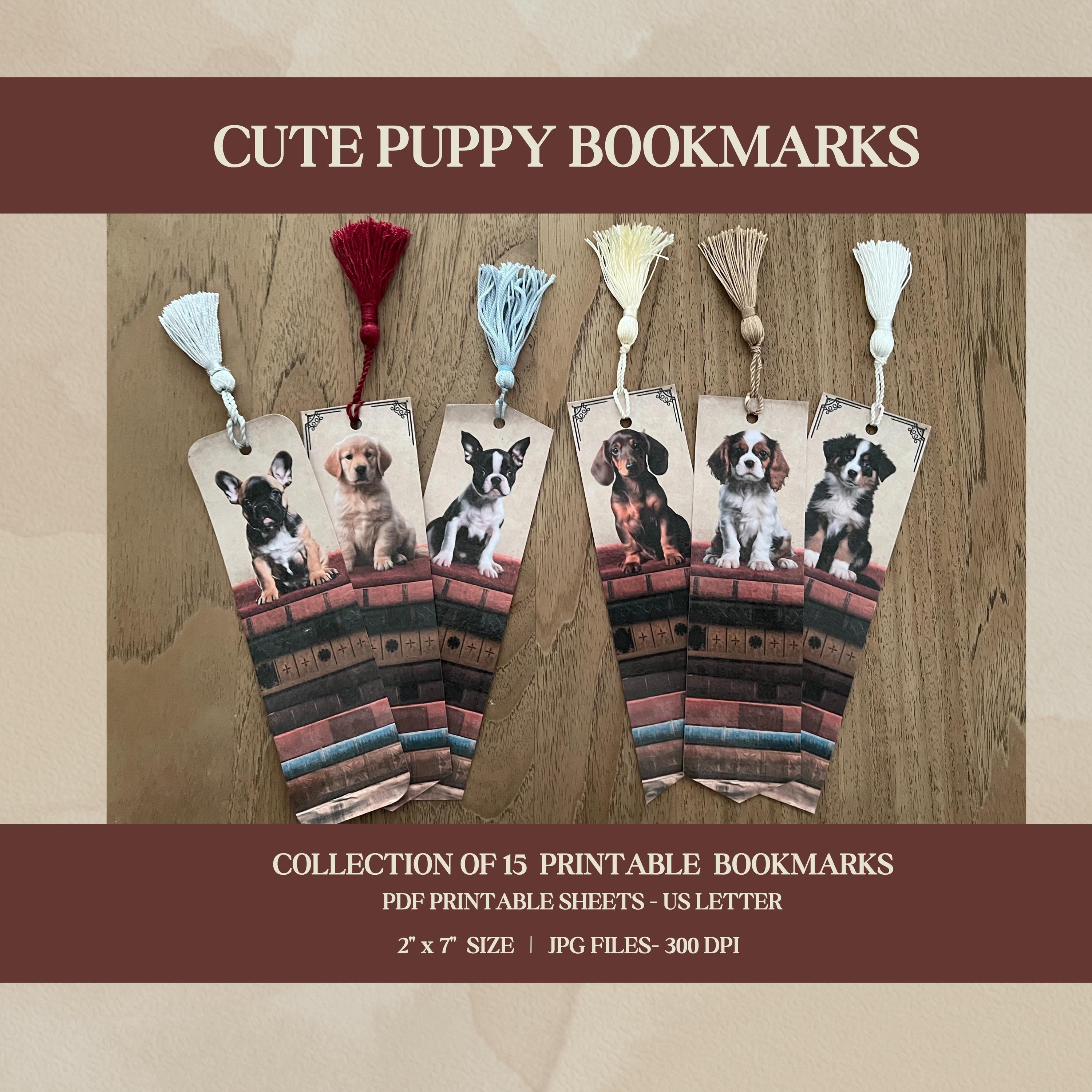 Bookmarks Dogs Printable Digital Puppy Bookmarks Downloadable Bookmarks ...