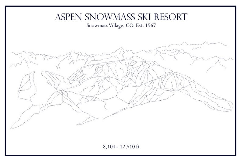 Aspen Snowmass Modern Ski Map - Etsy