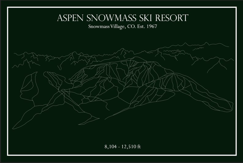Aspen Snowmass Modern Ski Map - Etsy