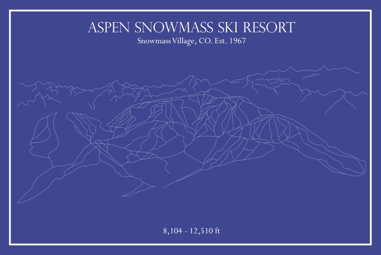 Aspen Snowmass Modern Ski Map - Etsy