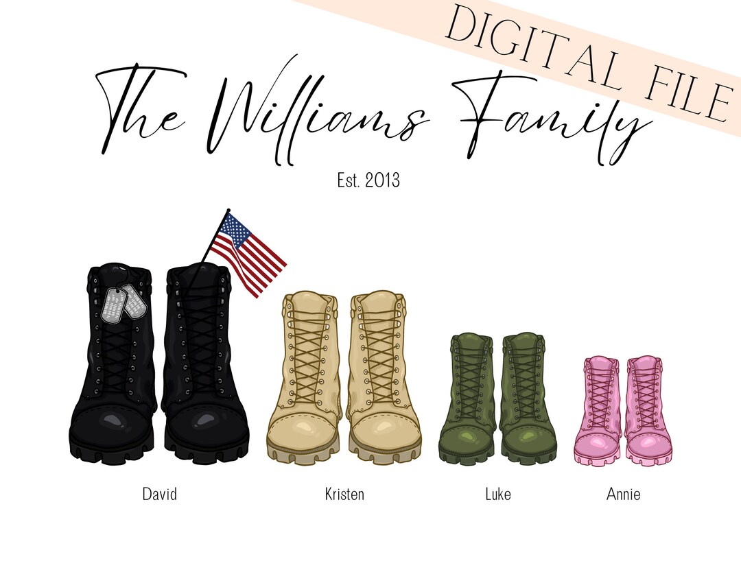 DIGITAL FILE Personalized Combat Military Boots With Pets, Military ...