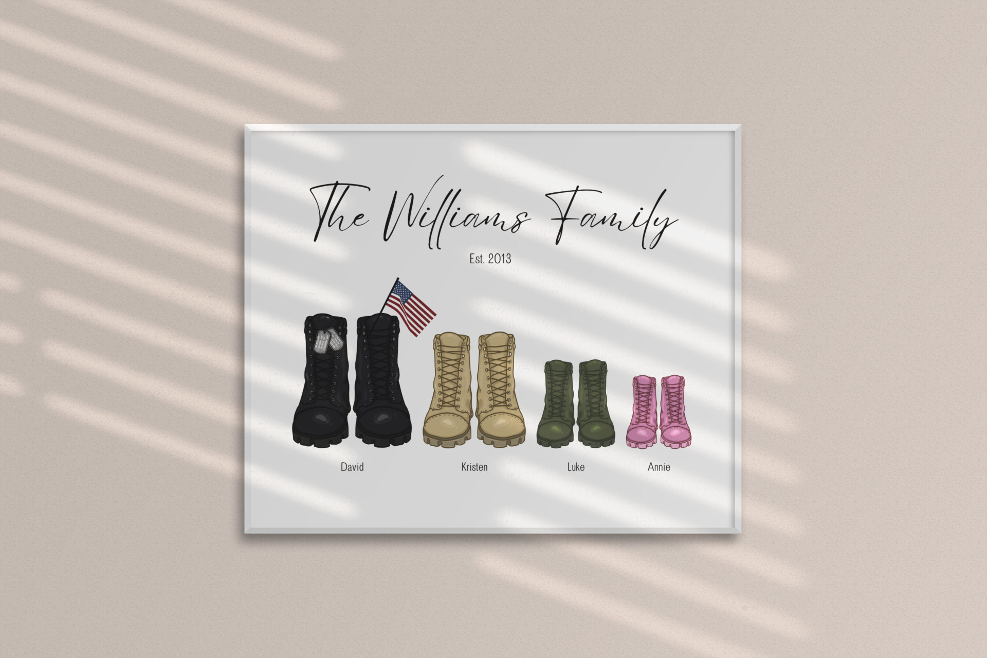 DIGITAL FILE Personalized Combat Military Boots With Pets, Military ...