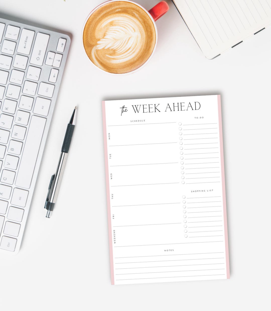 The Week Ahead Pink | Undated Weekly Planner Notepad | Weekly Tear Away ...